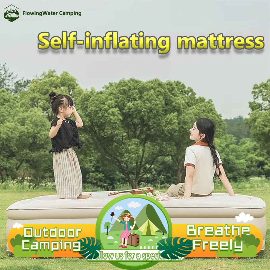 Inflatable camping bed, double air mattress, portable,quick inflation ...