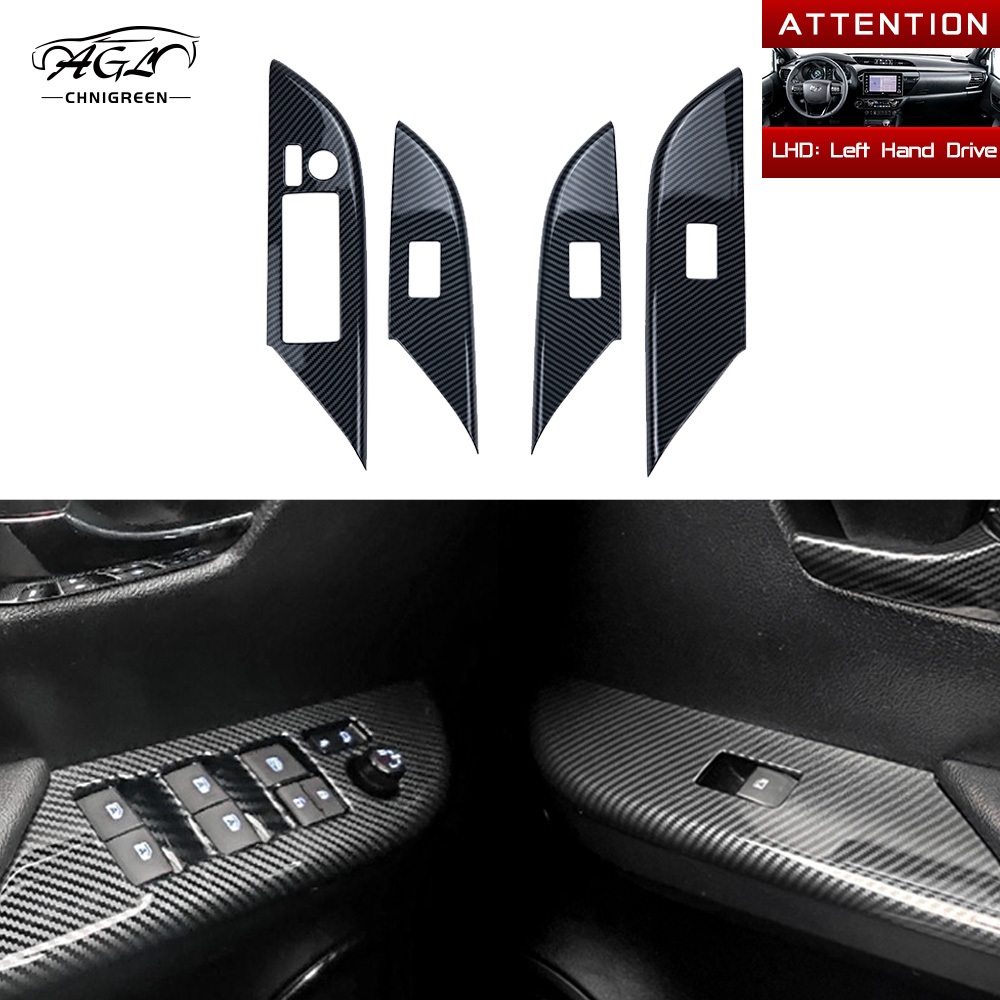 4pcs Carbon Fiber Color Bamboo Grain LHD RHD Window Lift Trim Switch ...