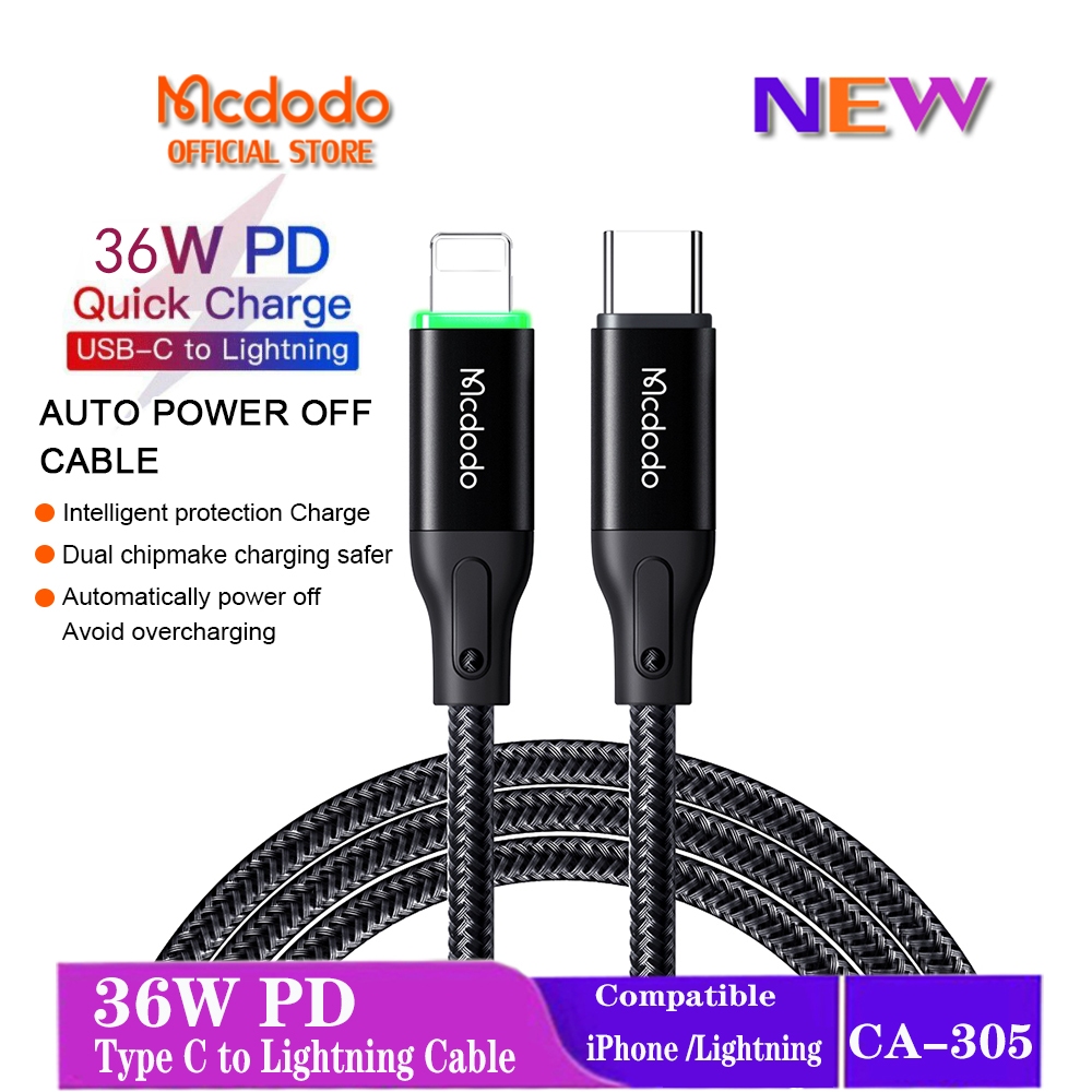 Mcdodo USB iP Cable 36W PD Fast Charging USB Type C To Lightning 100W 5A 6A Type C Micro USB ...