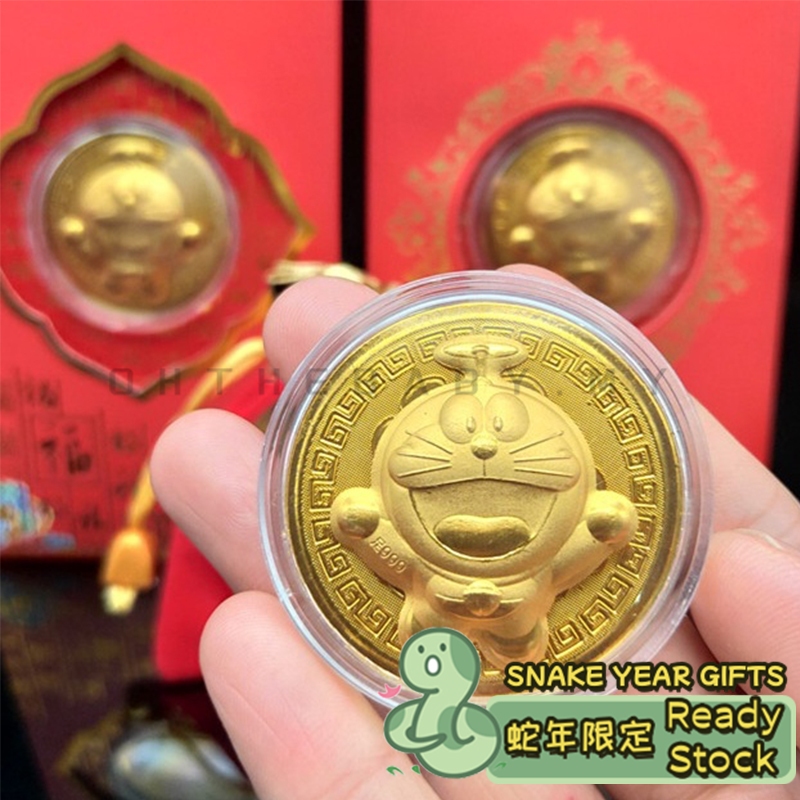 2025 Doraemon Lucky Doraemon Coin Bag Set Lucky Dollar Money Gold Foil ...
