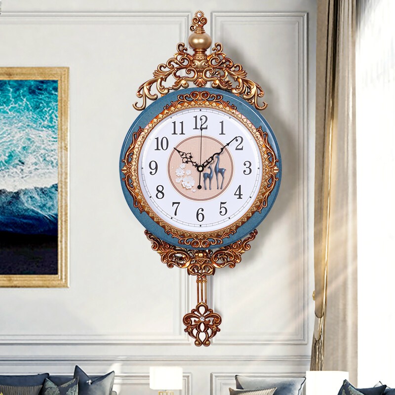 European Style Clock Creative Silent Swing Wall-Mounted Wall Watch ...