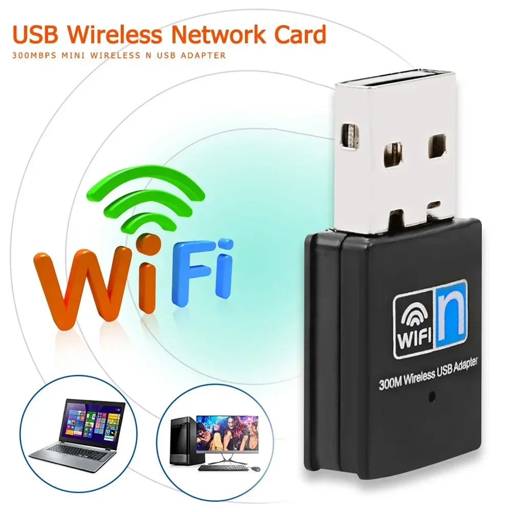 USB 2.0 Receiver Dongle Network Card 802.11N 300Mbps Mini Wireless USB Wifi Adapter For PC ...