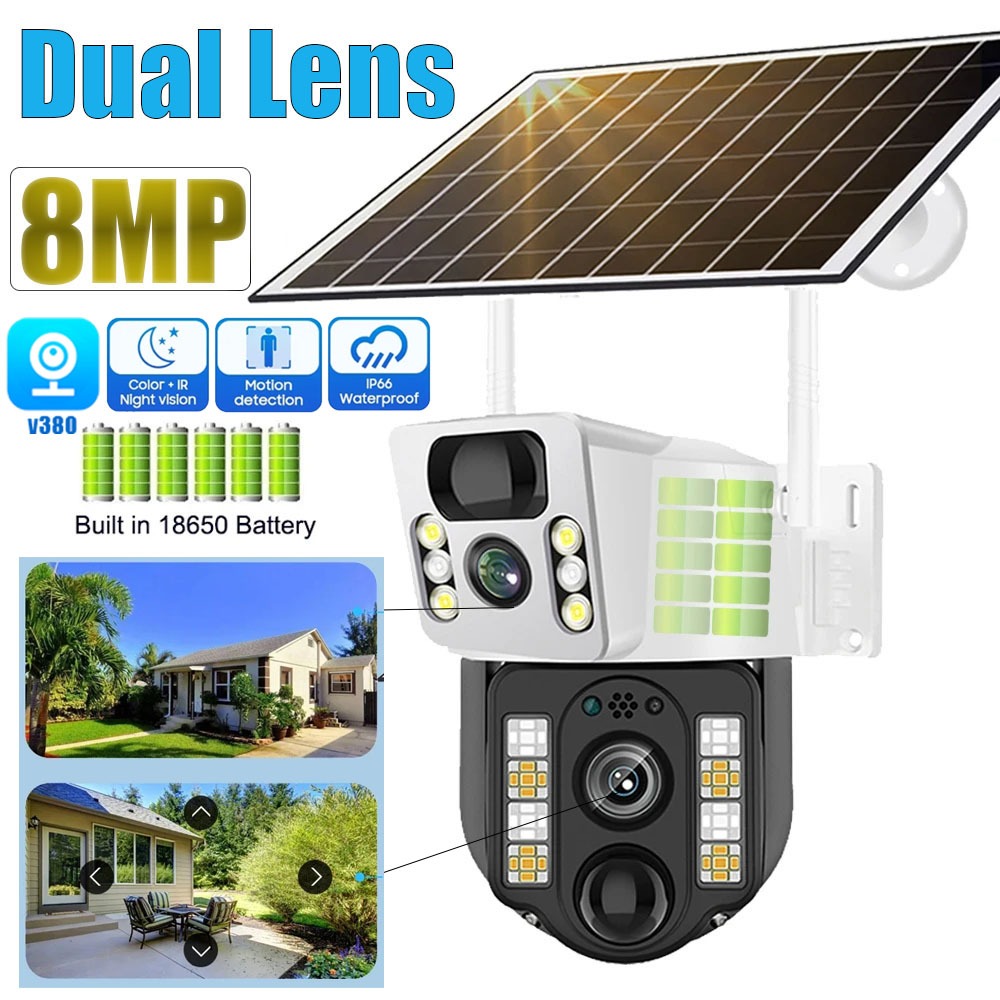 V380 cctv solar camera 8Mp Outdoor Wifi 4G sim card 4K Wireless Human ...