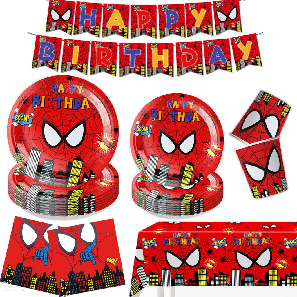 Spiderman Theme Disposable Tableware Set Paper Plate Paper Cup Paper ...