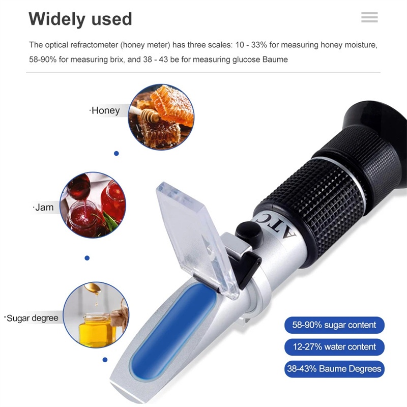 Hand-held honey refractometer 0-80% sugar concentration meter Optical ...