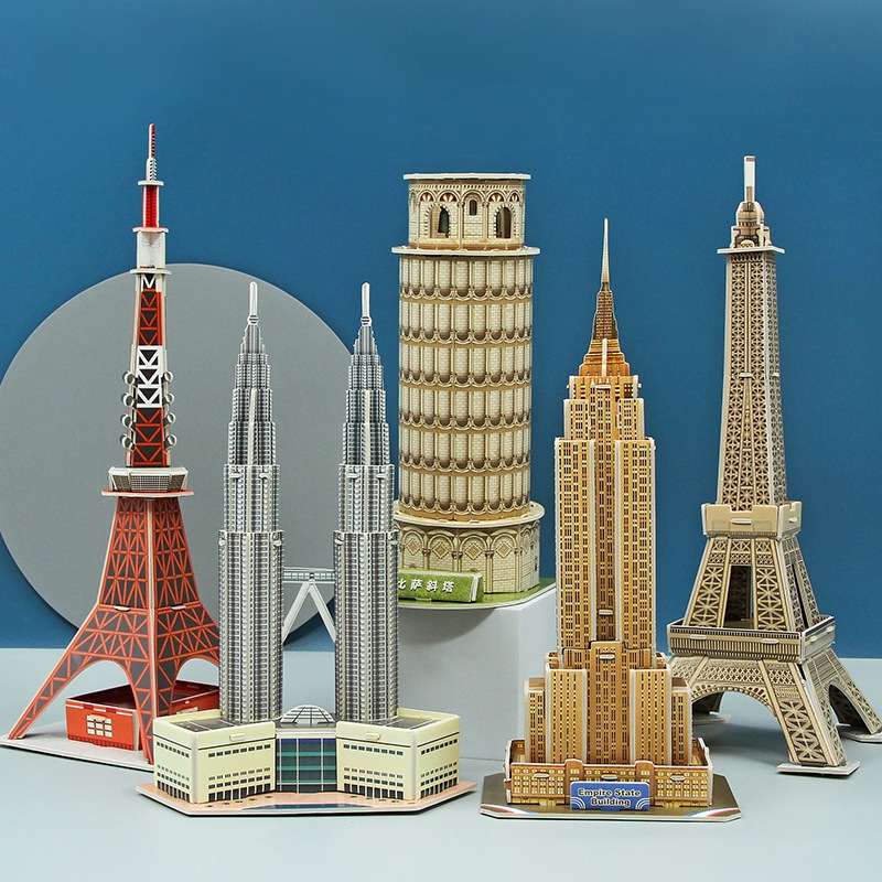 3D Puzzle Paper Building Tower Series Twin Towers Puzzle Handmade House ...
