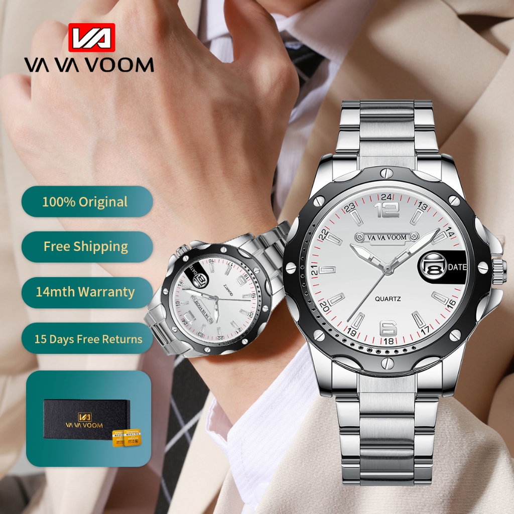VA Jam Tangan Lelaki 100% Ori Tahan Air Stainless Steel Men Luxury ...