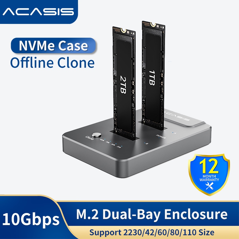 ACASIS Type C USB 10Gps To NVME Dual Bay Docking Station For M2 SSD Key ...
