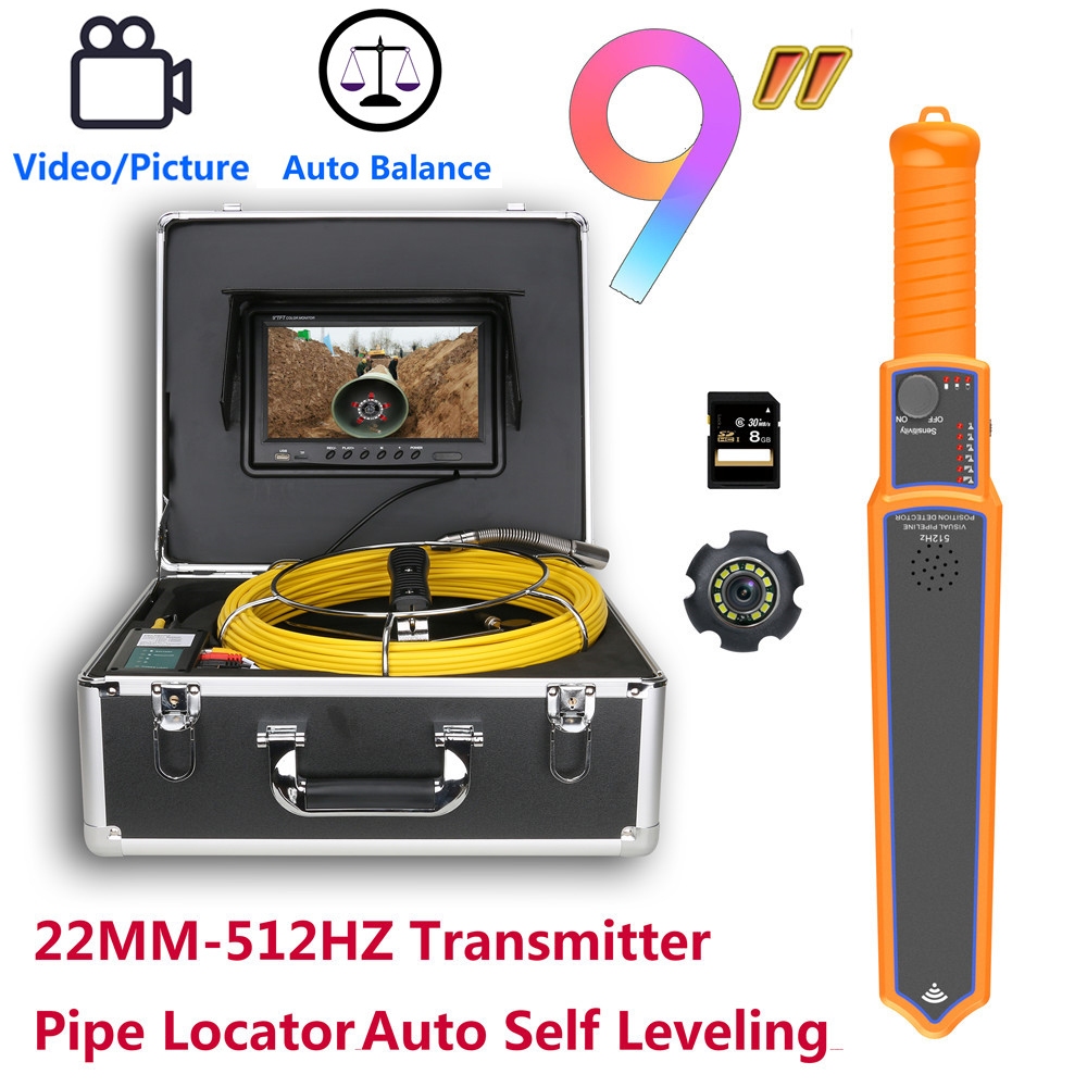 Sewer Pipe Drain Pipe Pipeline Inspection Locator Camera 9" screen ...