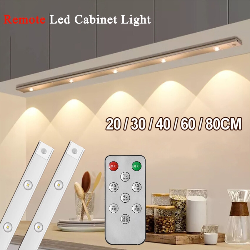 60/80CM 3-Color Dimming Kitchen Cabinet Light with Remote Control ...