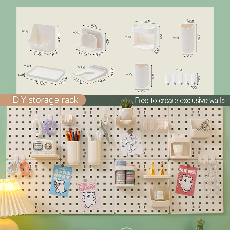 Diy Storage Rack Dormitory Perforation-Free Hole Board Rack Wall ...
