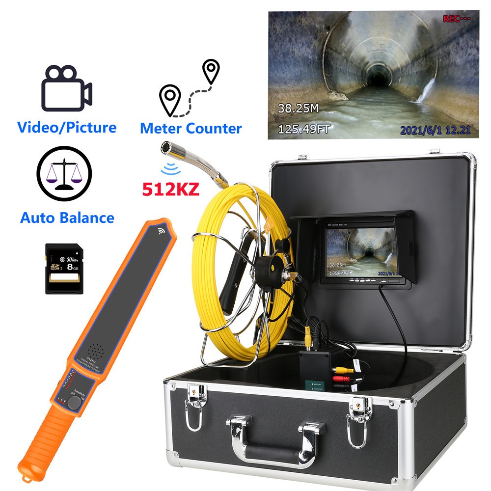 Sewer Pipe Drain Pipe Pipeline Inspection Locator Camera with 7" screen ...