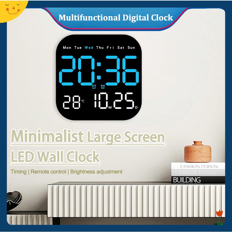 LED Digital Wall Clock Large Screen Time Temperature Date Week Display ...