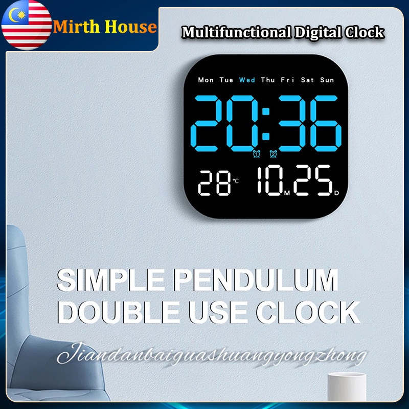 Large Display Digital Wall Clock With Remote Control LED Clock For For ...
