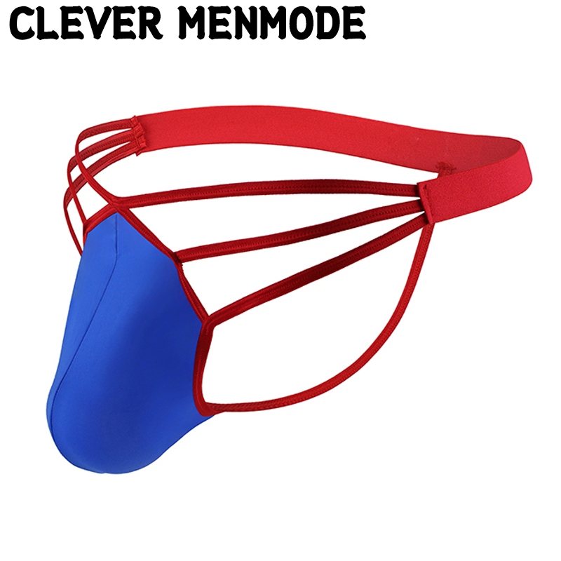 【CLEVER-MENMODE】Men's Thong Big Pouch Ice Silk Breathable G-String Jockstrap Hollow Out T-Back ...