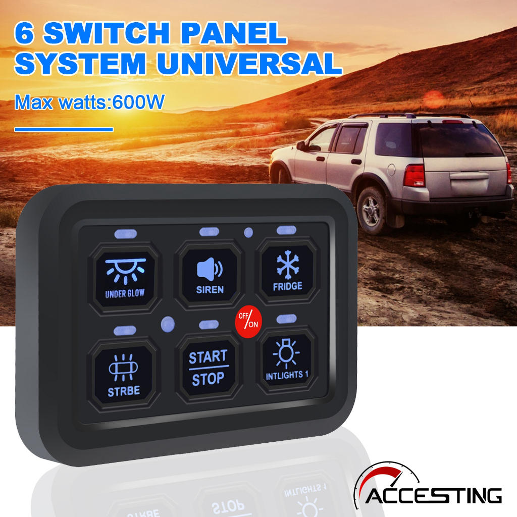 🚚6 Gang 7 Colors RGB Switch Panel Kit, Universal Circuit Control Relay ...