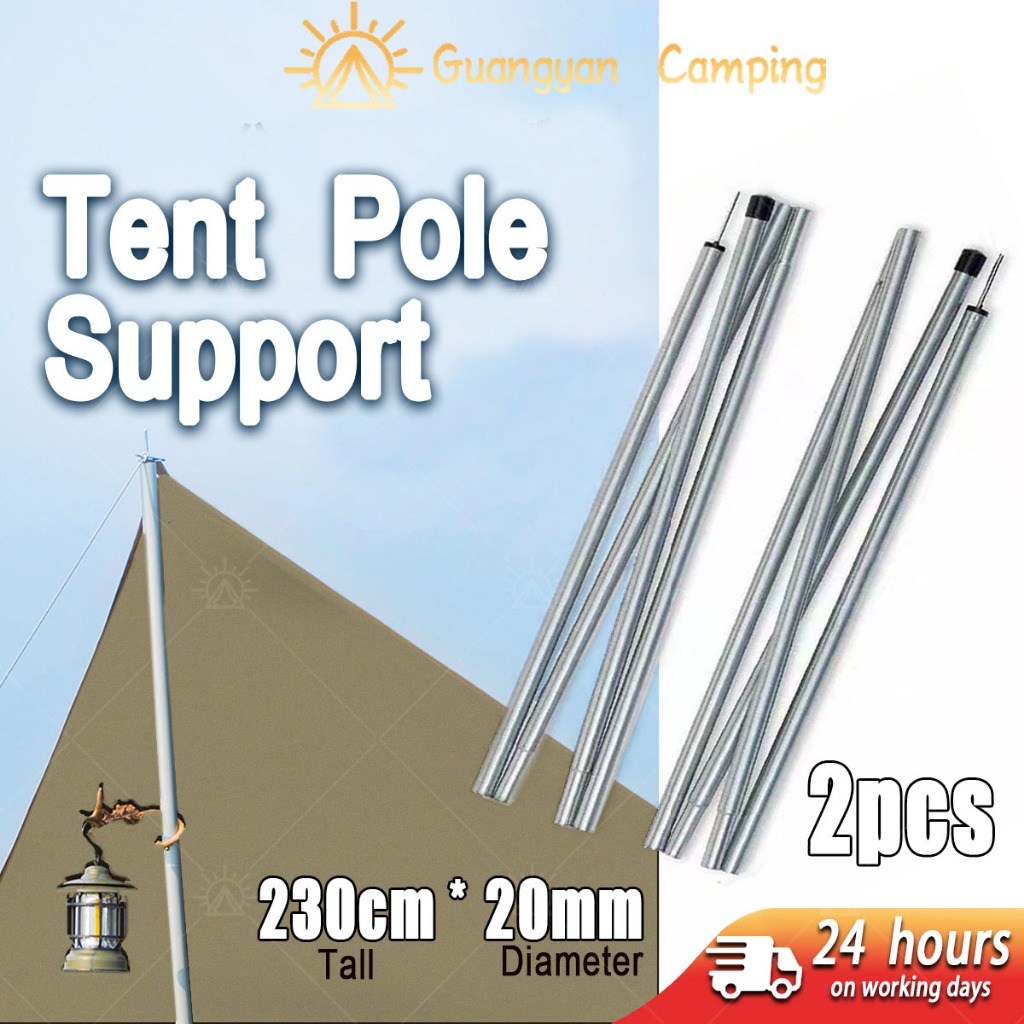 2Pcs Camping Tent Poles Flysheet Tube Pole with Bag Outdoor Shelter ...