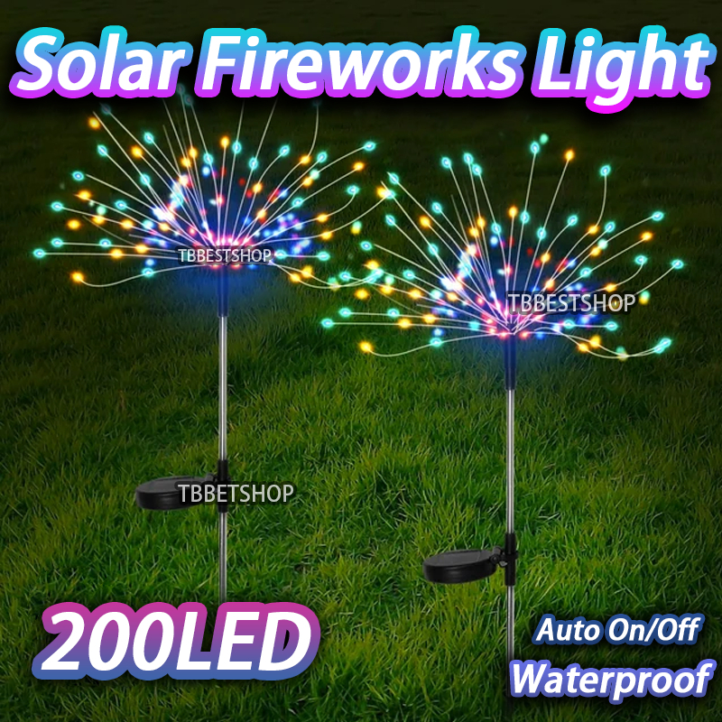 200LED Fireworks Solar Light in Colorful Solar led light strip Garden ...
