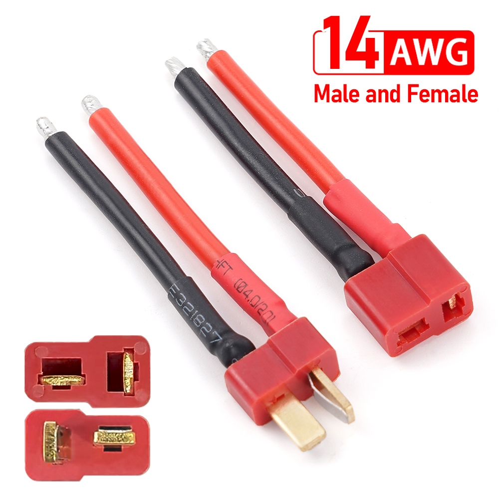 1Pairs 14AWG Deans T Plug Male Female Connector with Silicone Wire ...