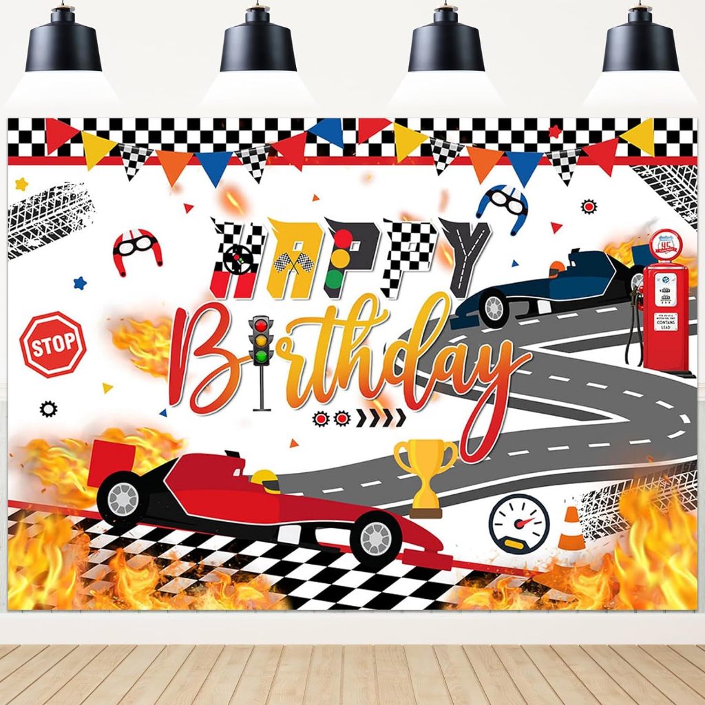 Race Car Happy Birthday Photography Backdrop Car Themed Birthday Party ...