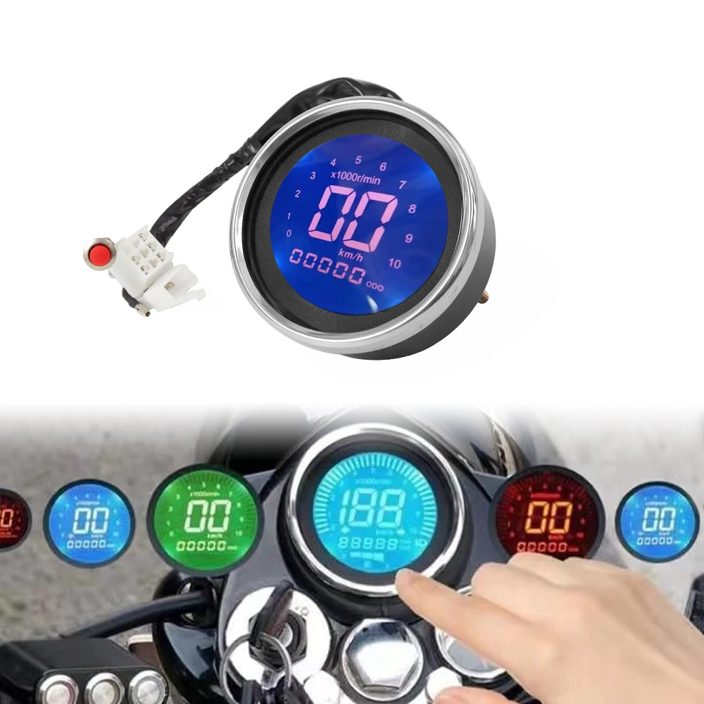 Universal LCD Digital Motorcycle Tachometer Speedometer Odometer ...