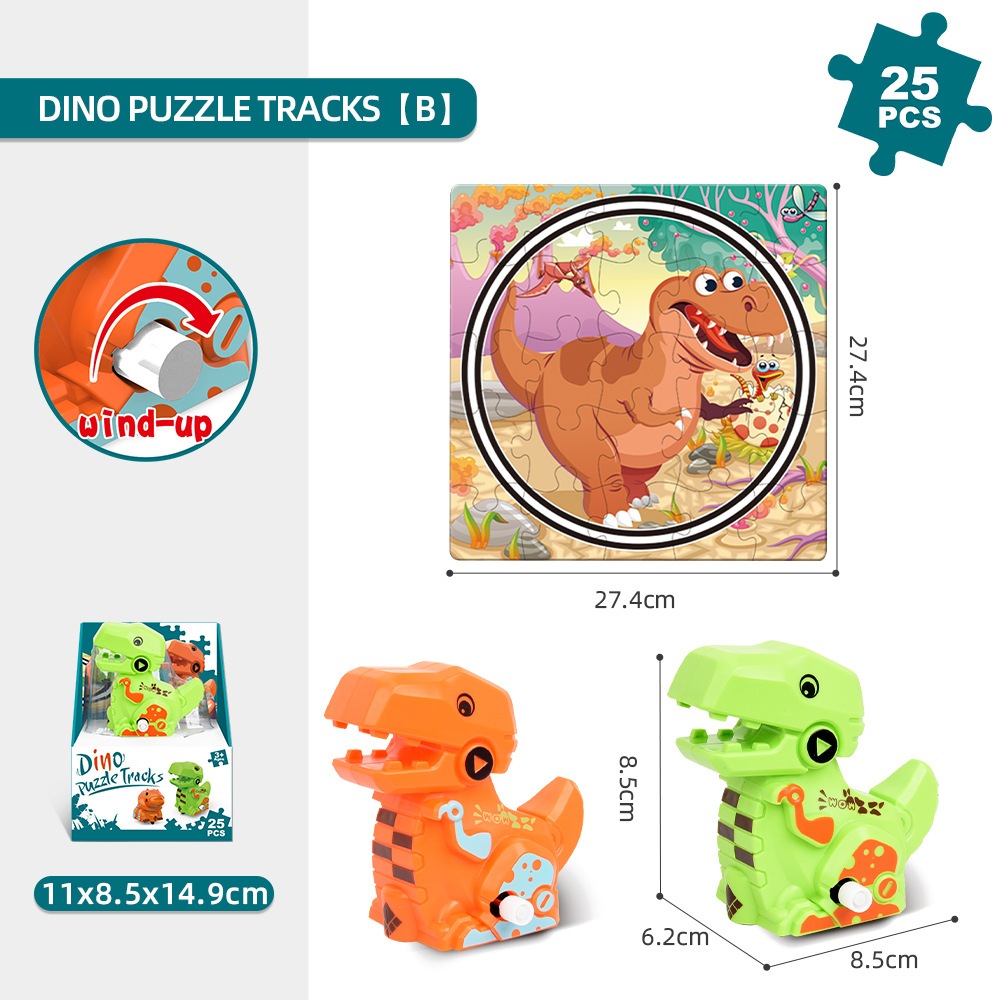 Children DIY Cartoon Dinosaur Puzzle Winding Clockwork Toy Kindergarten ...