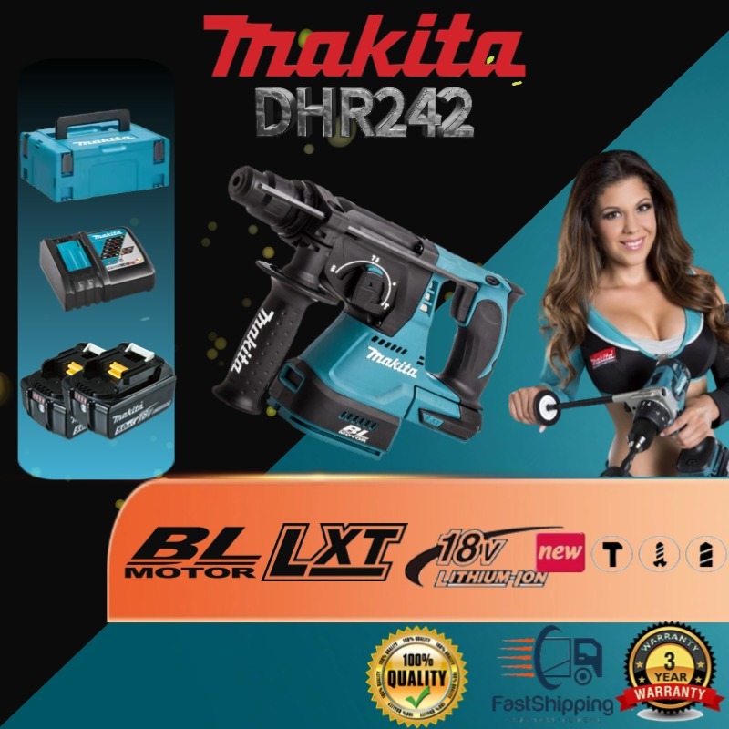 Makita DHR242 (one charger and two batteries) 18V 18V Cordless ...