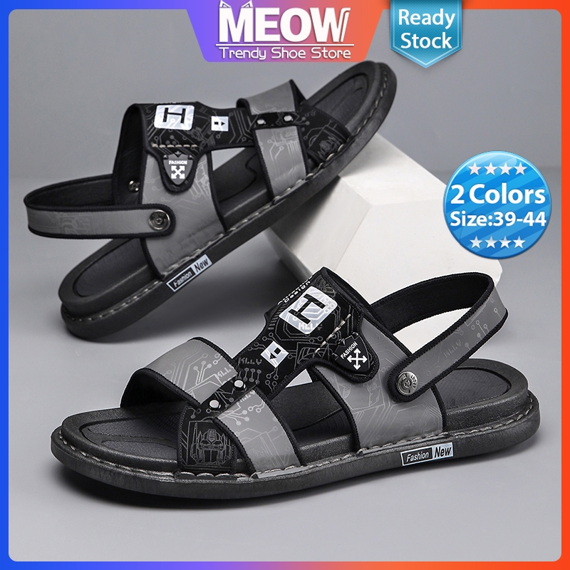 READY STOCK Selipar Lelaki Strap Leather Sandal Men Outdoor Slip On ...