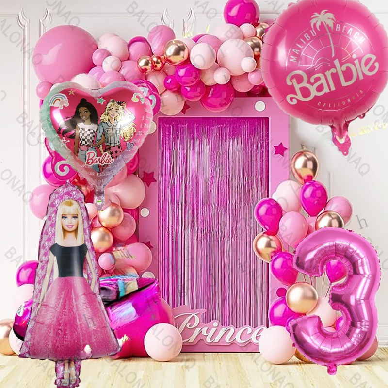 95Pcs Pink Princess Balloon Barbie Balloon Party Arrangement Garland ...