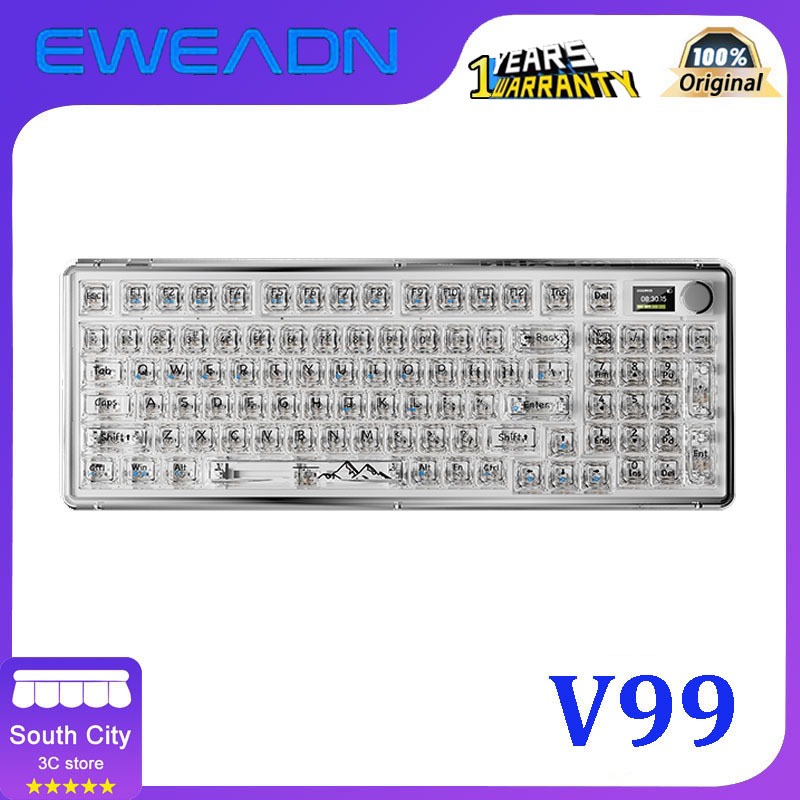 EWEADN V99 Rock Sugar Sweetheart Wireless Transparent Mechanical Keyboard Female Customized ...
