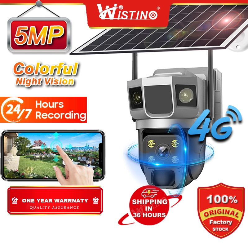 Wistino AOV Solar Camera 4G SIM Card Outdoor 5MP Security CCTV ...