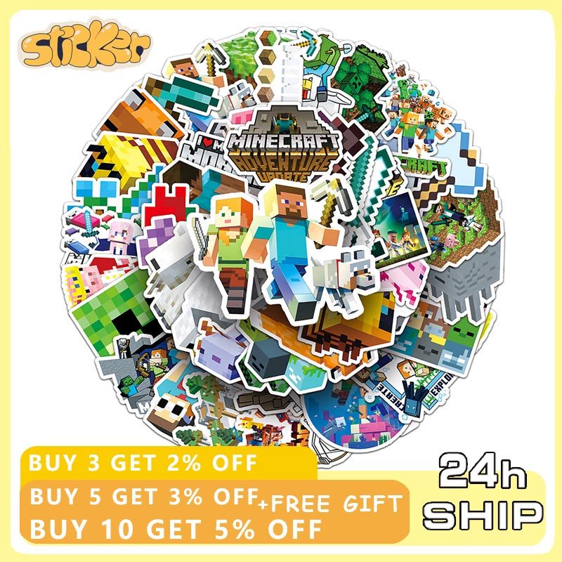 50Pcs Minecraft Stickers Games LEGO DIY Luggage Laptop Skateboard ...