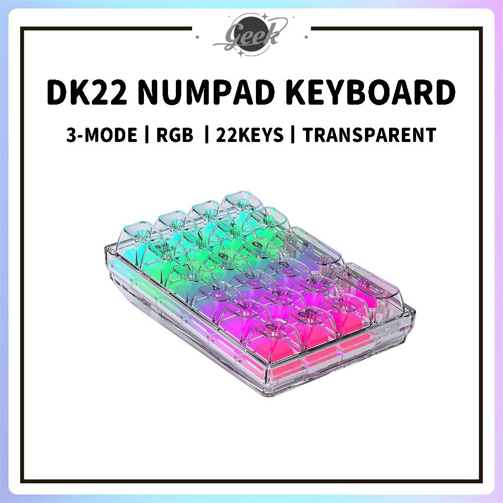 DK22 Wireless Number Pad Mechanical Numeric Keypad 22 Keys Accounting Numpad Gaming Mini ...