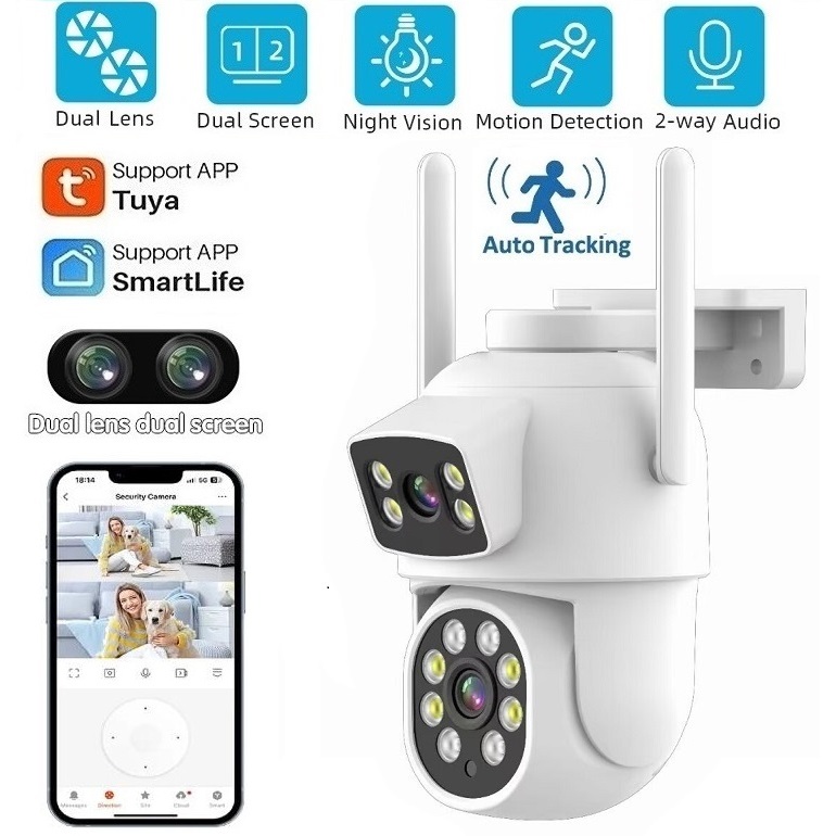 Tuya Smart Life 4MP PTZ Wifi Camera Outdoor Dual Lens&Dual Screen ...