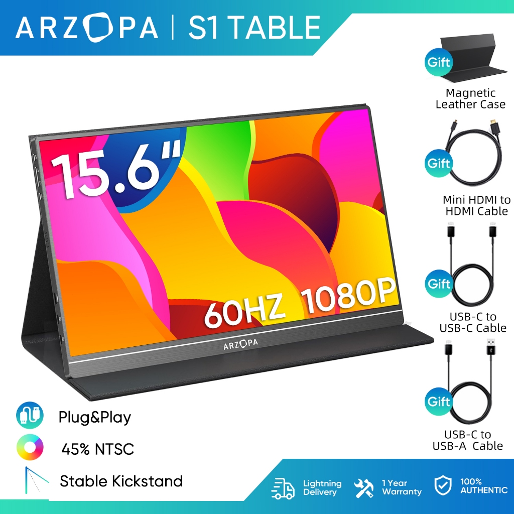 ARZOPA S1 Table Portable Monitor HDMI USB C Gaming Monitor (15.6"/1080P ...