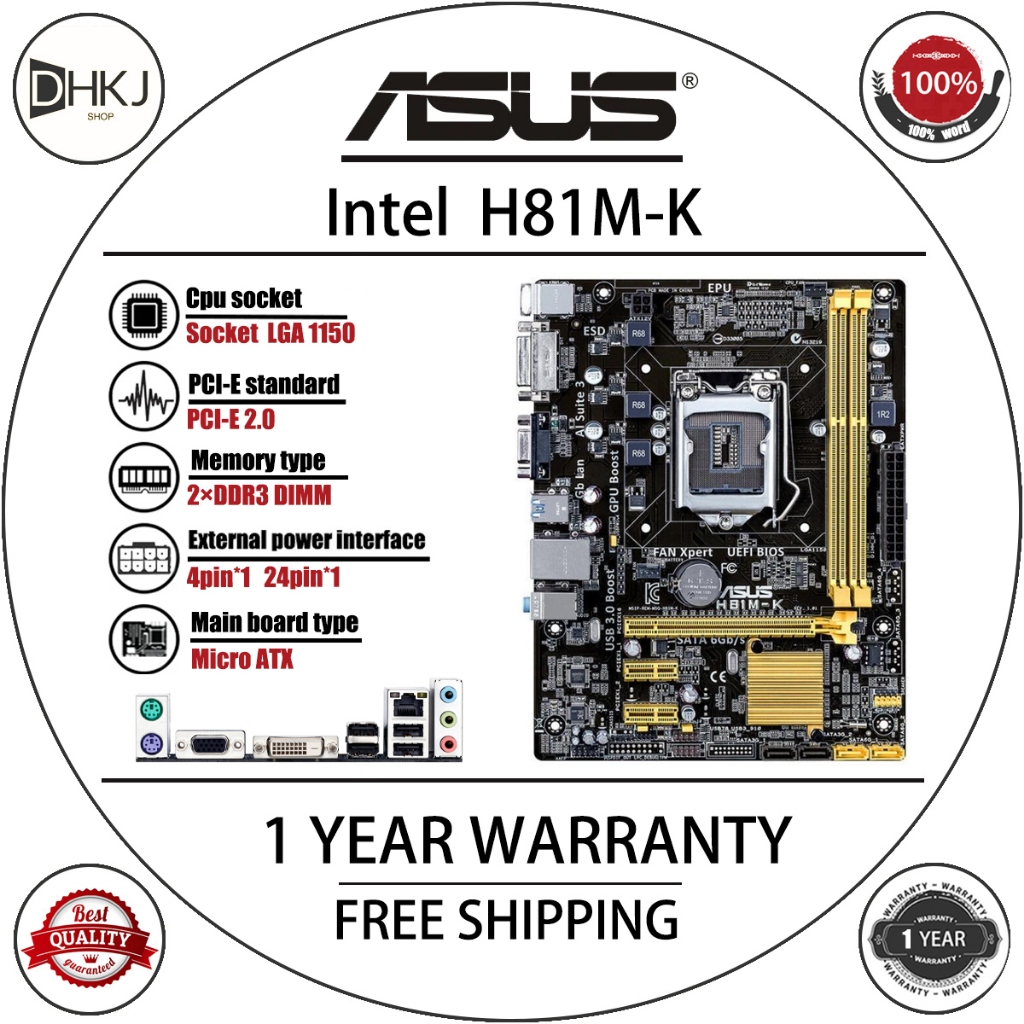 USED ASUS H81M-K Desktop Motherboard H81 Socket LGA 1150 i3 i5 i7 DDR3 ...