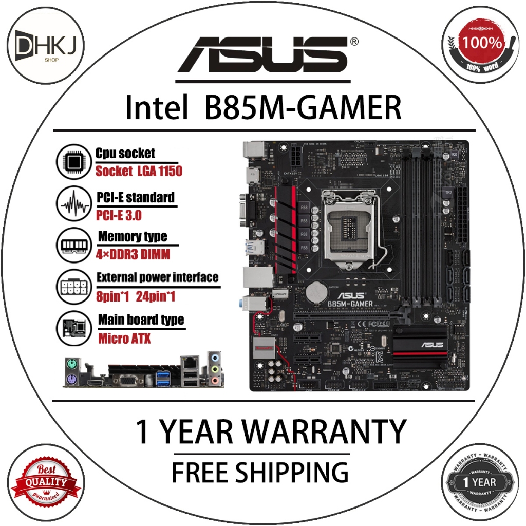 Used Asus B85M-GAMER Desktop Motherboard B85 b85m Socket LGA 1150 i7 i5 ...