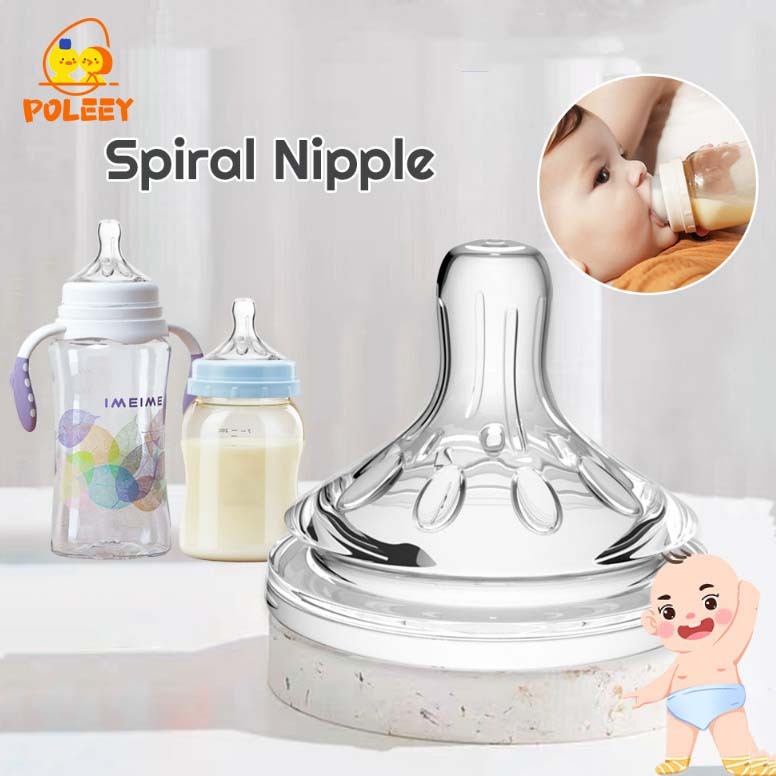 Poleey Baby 5cm Wide Nipple BPA Free Puting Botol Susu Teat Anti Colic ...