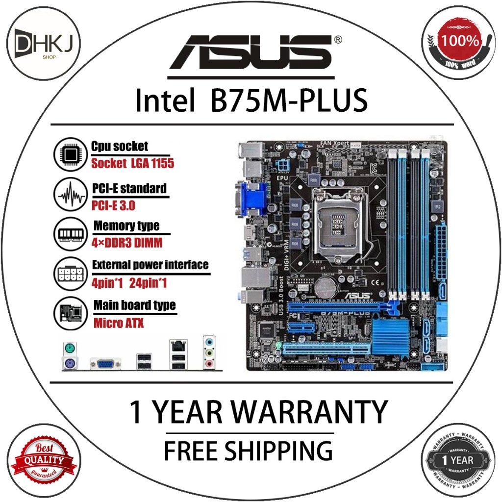 Used Asus B75M-PLUS Desktop Motherboard B75 Socket LGA 1155 I3/5/7 DDR3 32G MATX UEFI BIOS ...