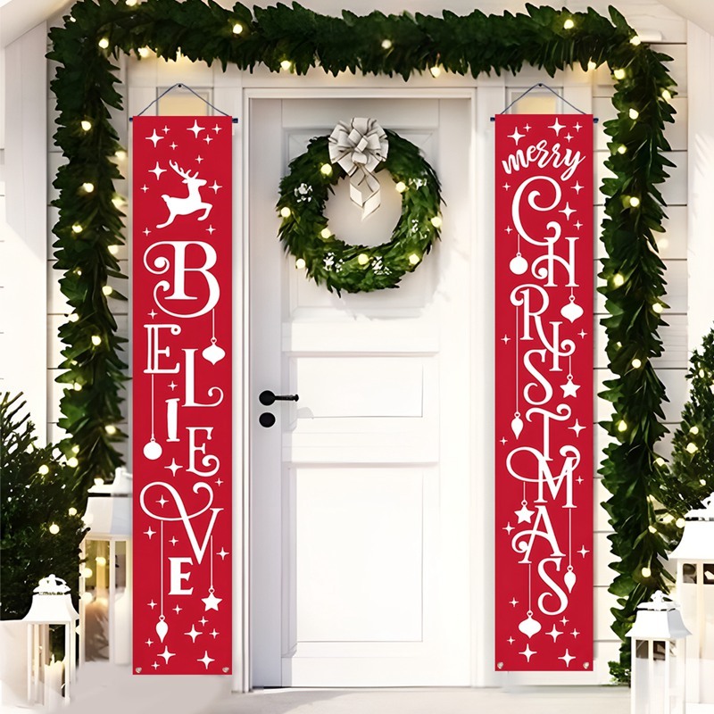 2styles Christmas Door Banner Reindeer Christmas Tree Decor Hanging ...