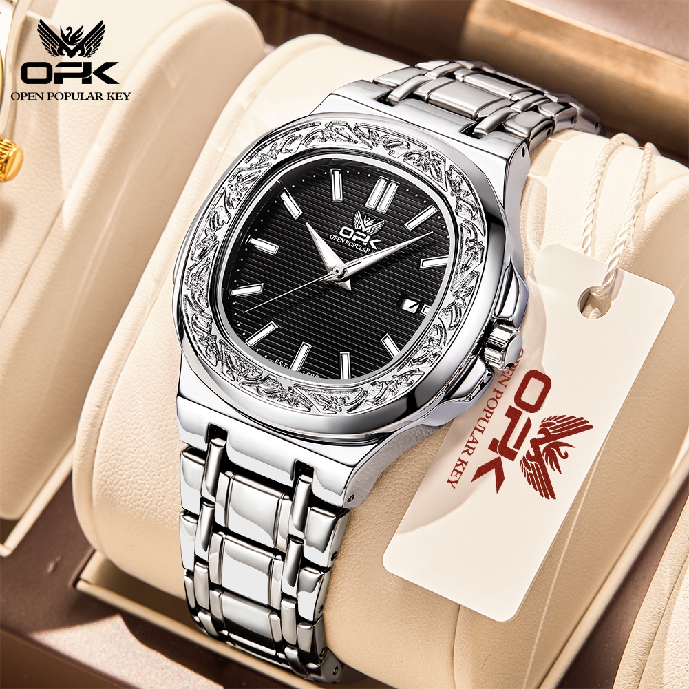 OPK Jam Tangan Lelaki Original Waterproof Quartz Analog Steel Luminous ...