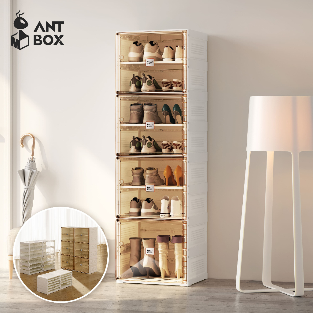 ANTBOX Shoe Cabinet 18Pairs Installation-Free Required Portable ...