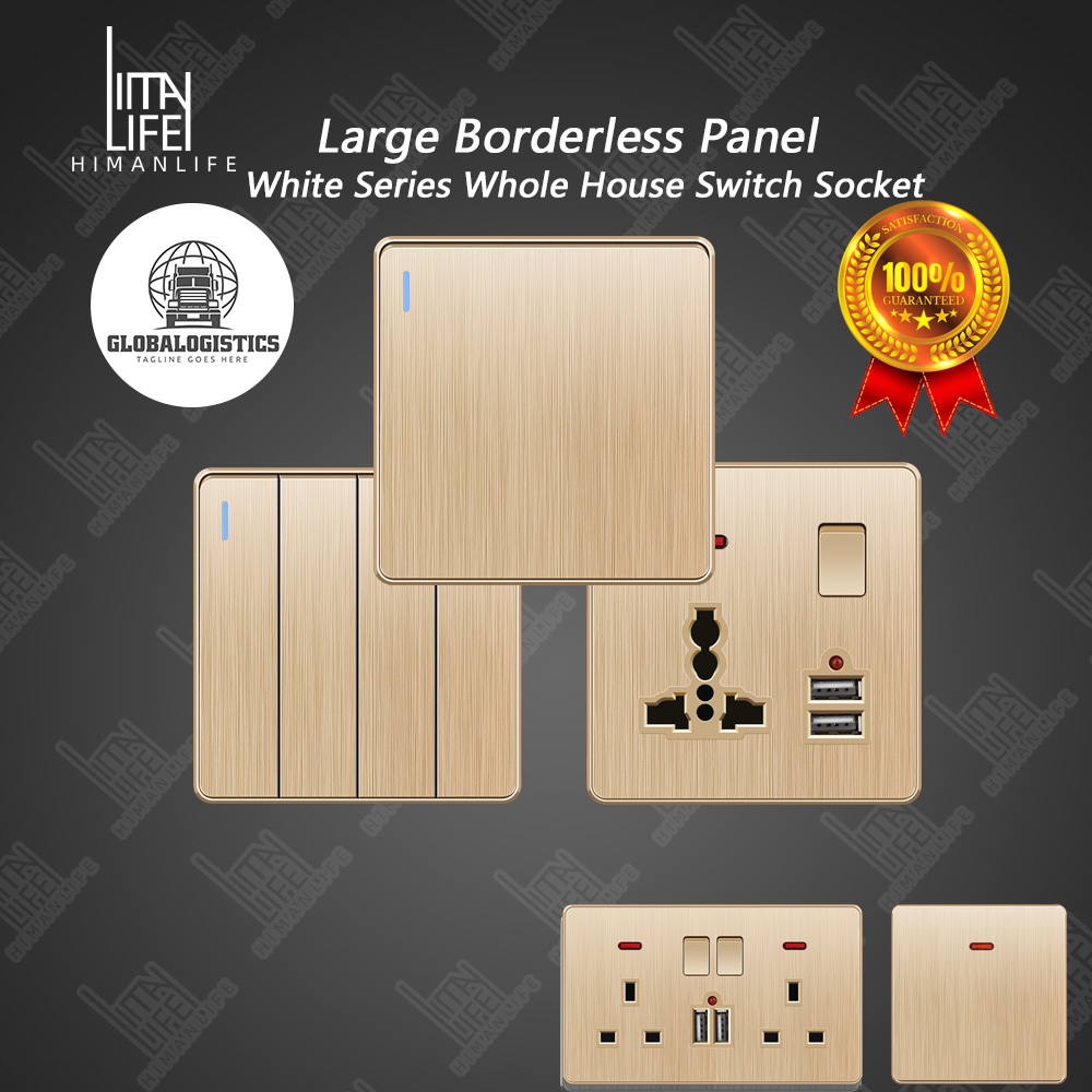 Avoir Frameless Wall Switch 13A UK USB Socket 16A Light Switch Brushed ...