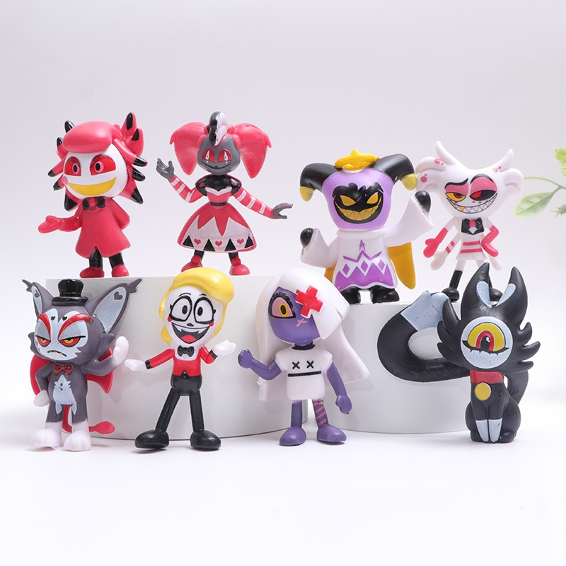 8Pcs/Set 6-7cm Anime Hazbin Hotel Helluva Boss Bilitzo Lucifer Charlie ...