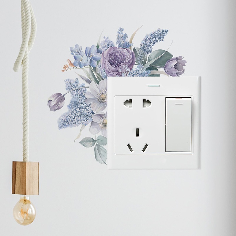 Flower Leaf Switch Sticker Bedroom Living Room Wall Beautification ...