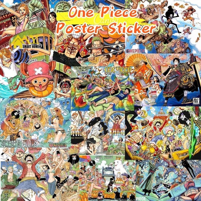 One Piece Poster Wall Sticker Luffy Ussop Horizontal anime poster SANJI ...