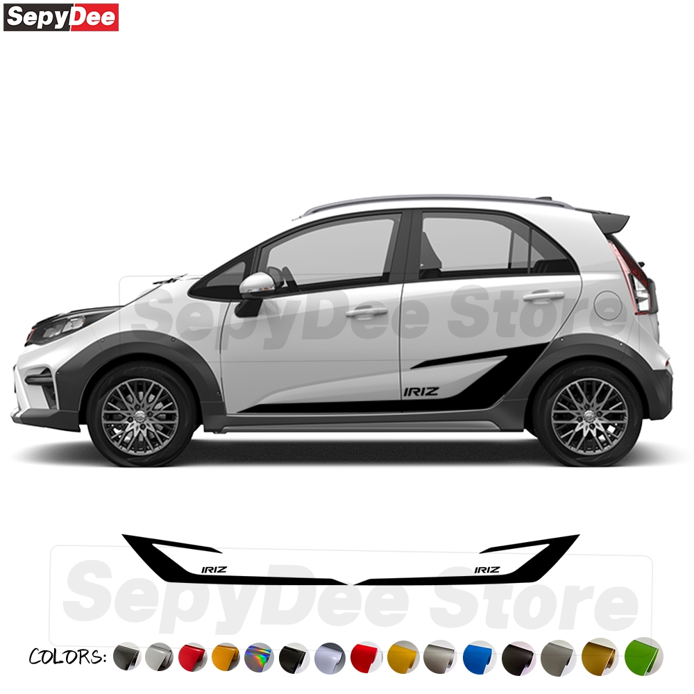 2PCS Proton IRIZ Car Side Skirt Stripe Body Stickers Racing Sport Style ...