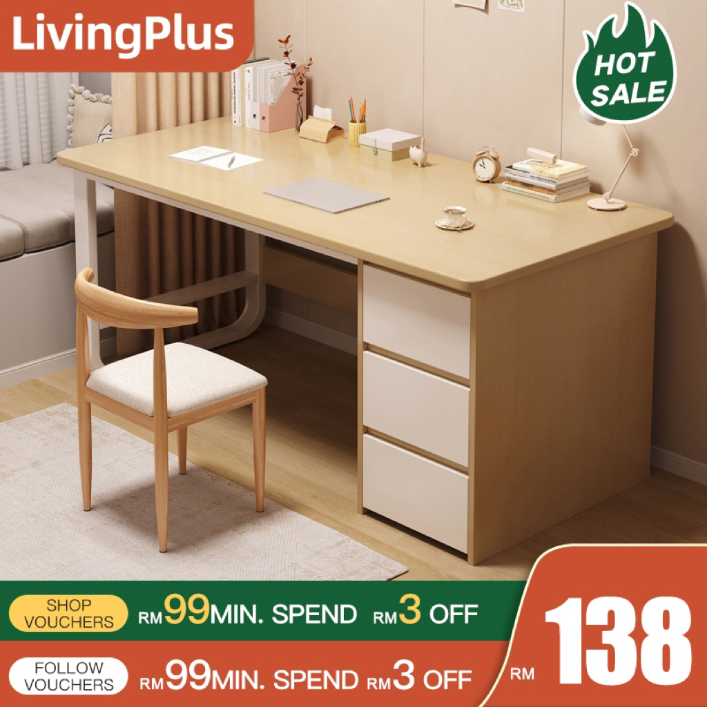 Study Table Meja Study Meja Belajar Computer Table With Drawers 140 ...