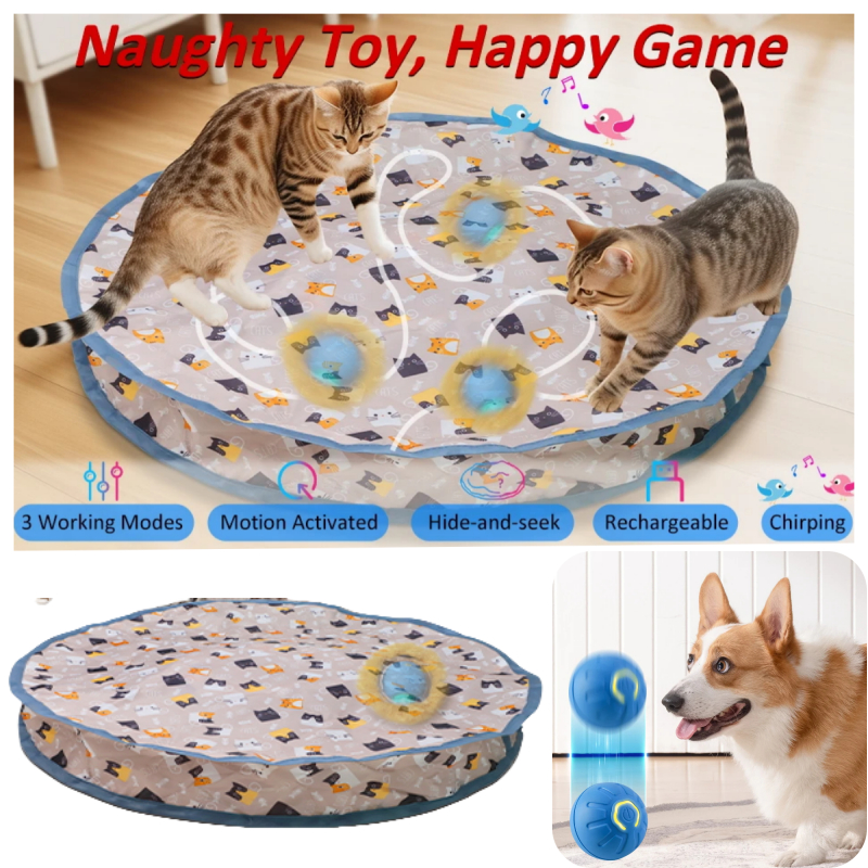 Electric Cat Toys, Hide and Seek Kitten Toy, Chirping&Motion Activated ...