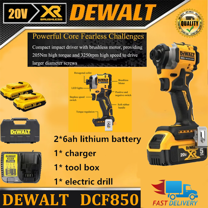 DEWALT DCF850 20V Brushless Electric Impact Drill, Cordless Electric Screwdriver, Power Tools ...